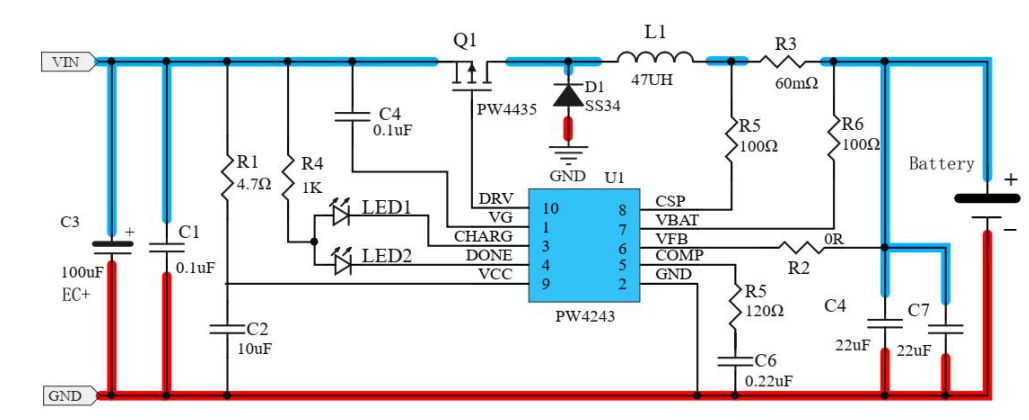 7V-24V input single Lithium Battery 2A charging management chip PCB ...