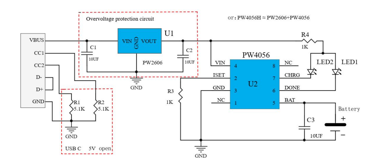 USB input with 6.1V overvoltage off, 40V voltage protection, single lithium battery 1A charging ...