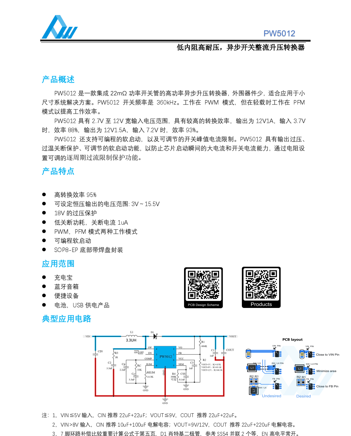 PW5012 - DC-DC Boost升压 - 无锡市平芯微半导体科技有限公司Wuxi PWChip Semi Technology CO ...